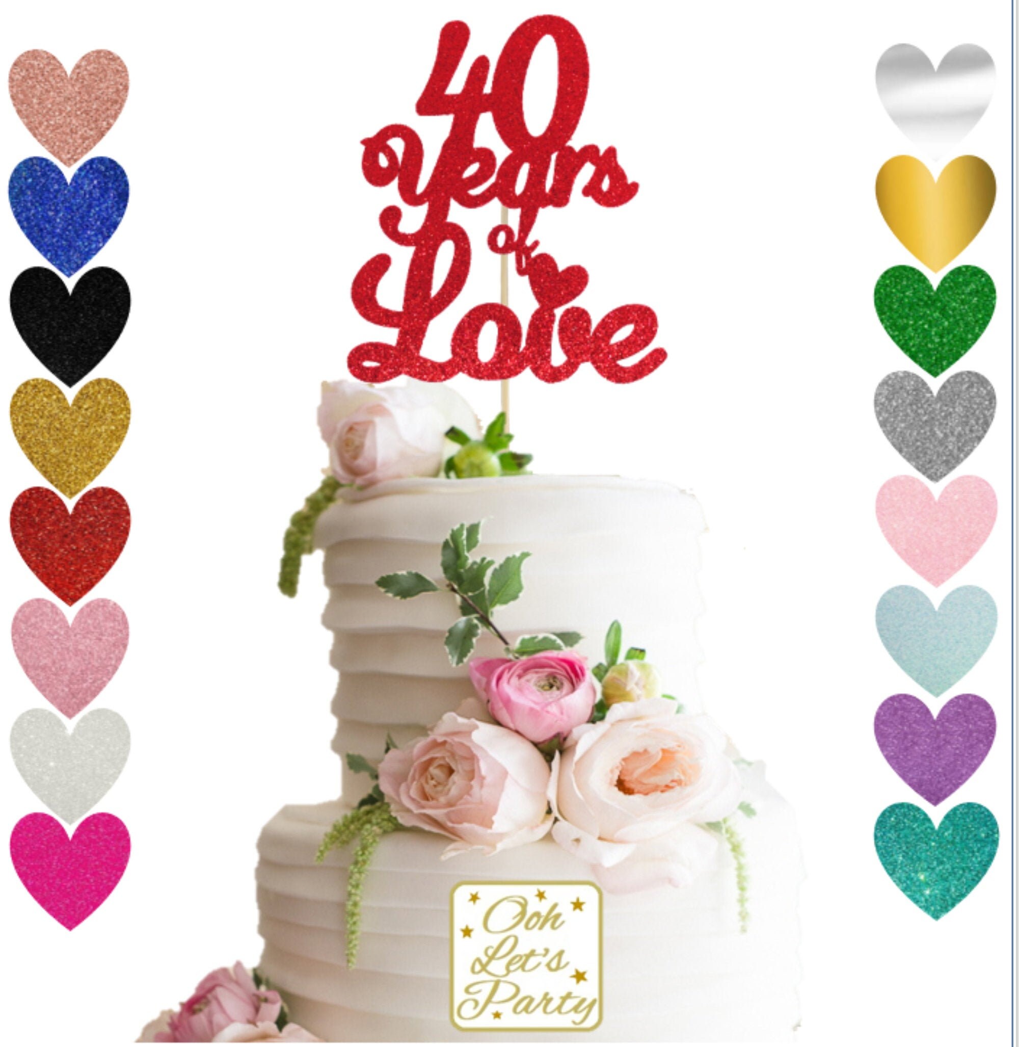 148. Ruby Wedding Anniversary Cake Topper. - Etsy UK
