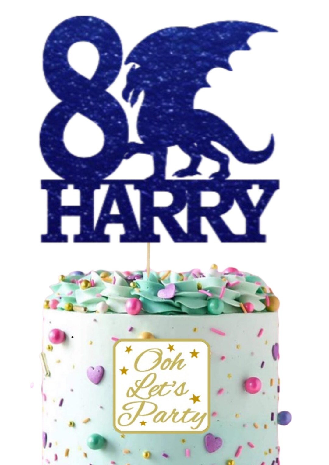 Cake Topper Dragon, Choose Your Name, Age & Colour, Party, Celebration ...