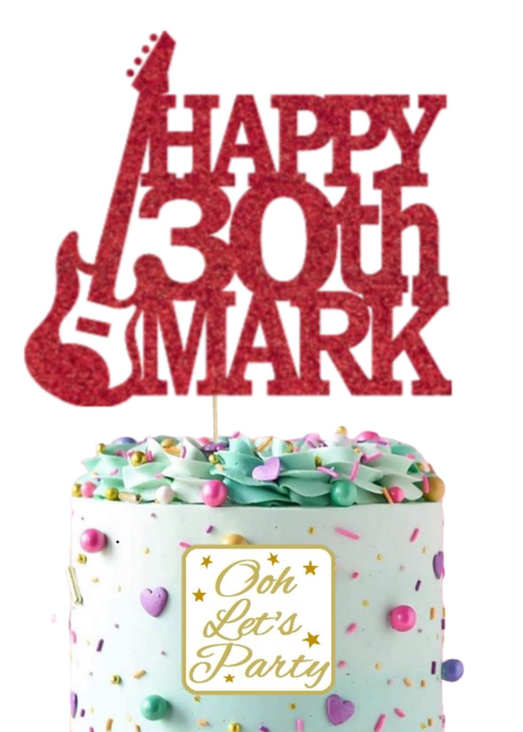 Extra Large Guitar Birthday Cake Topper, Choose Your Name, Age & Colour ...