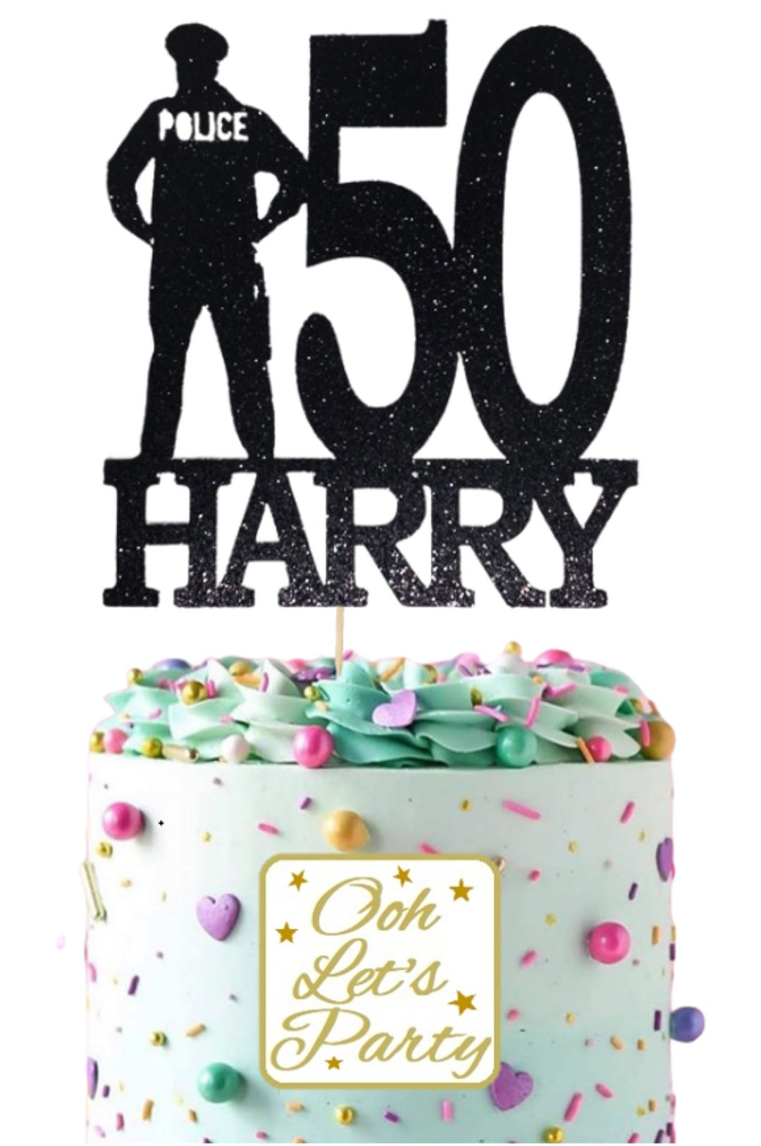 Policeman Birthday Cake Topper, Police, Choose Your Name, Age & Colour ...