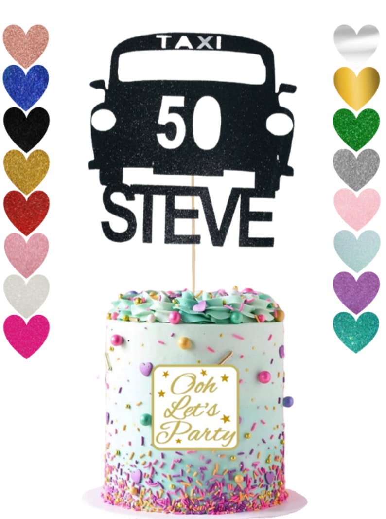 128. Taxi Cake Topper, Choisissez votre nom et votre âge, personnalisé ...