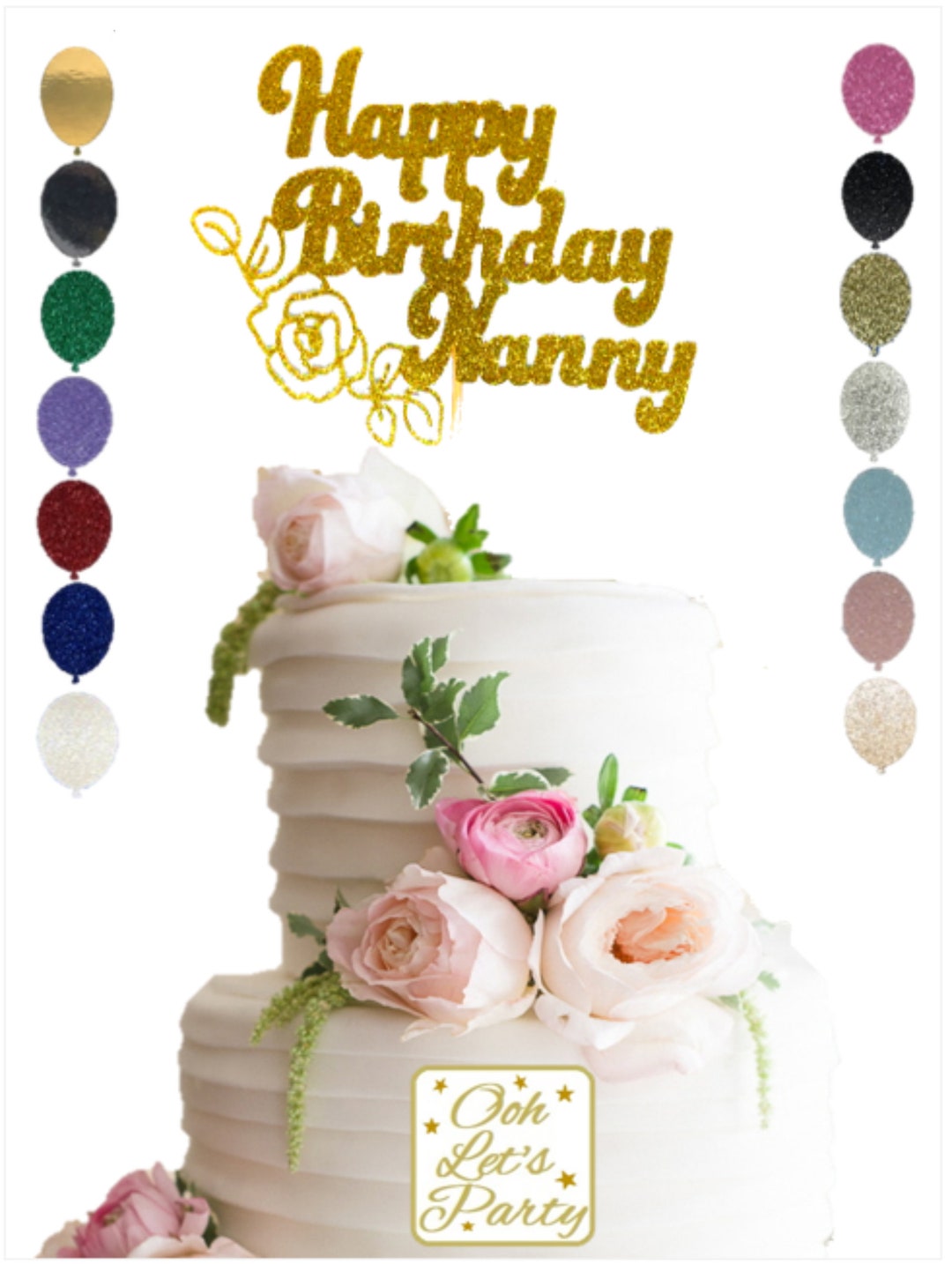 Nanny Cake Topper, Birthday Cake Topper, Grandma Cake Topper, With ...