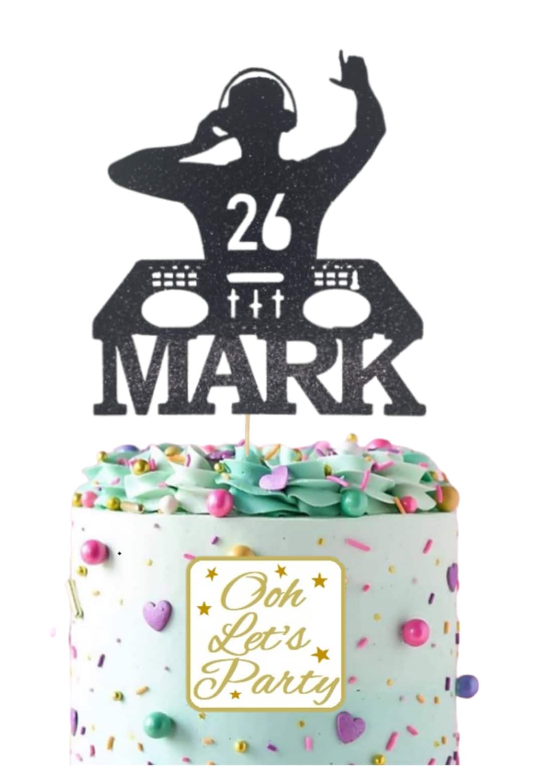 Extra Large DJ Cake Topper, Choose Your Name, Age & Colour, Party ...