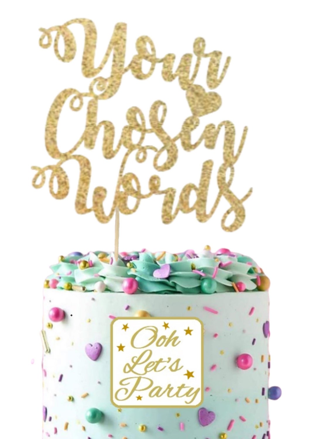 Cake Topper, Customise With Your Own Words, Glitter, Premium, Cake ...