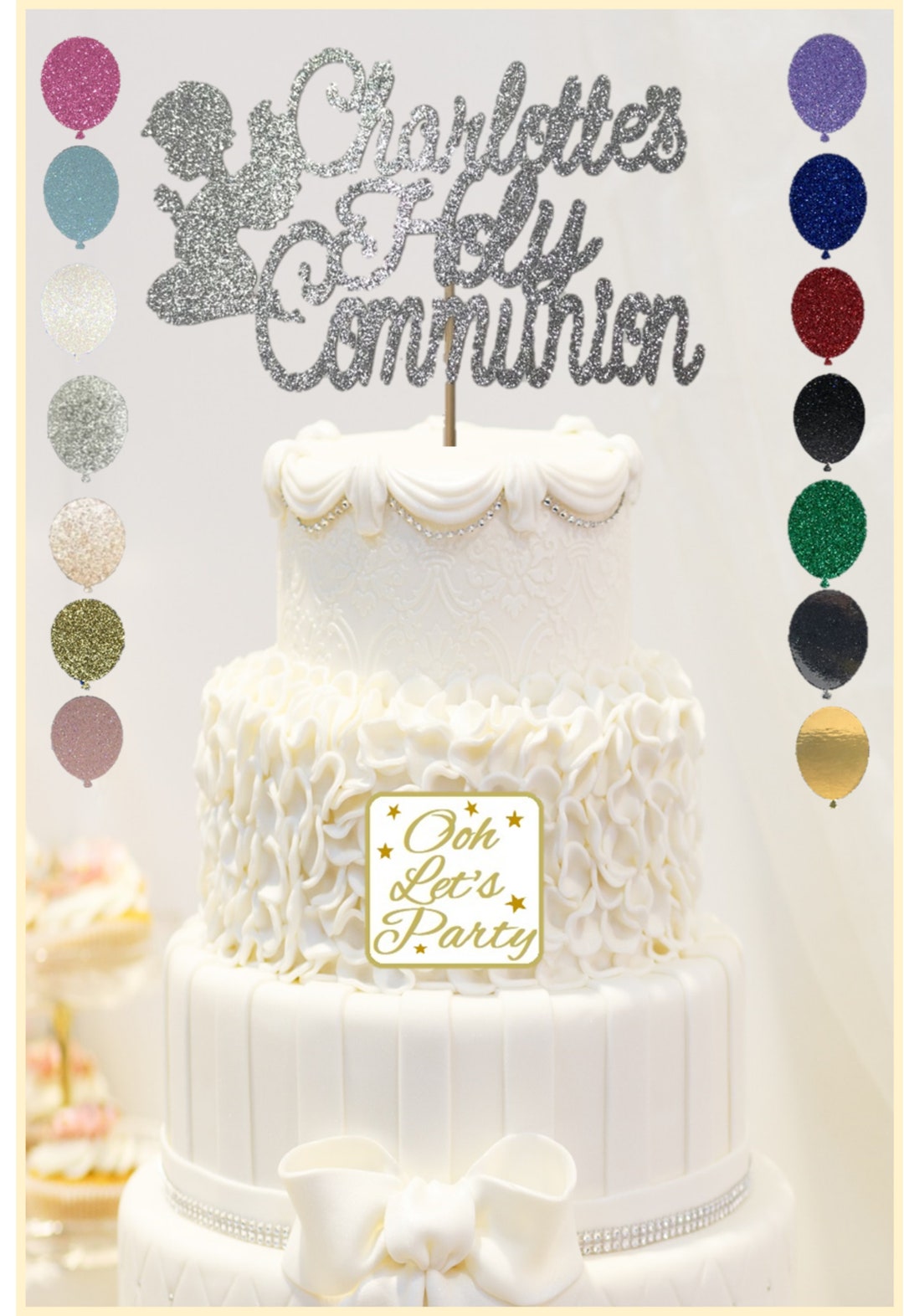 Personalized Holy Communion Cake Topper, Glitter Card - Etsy