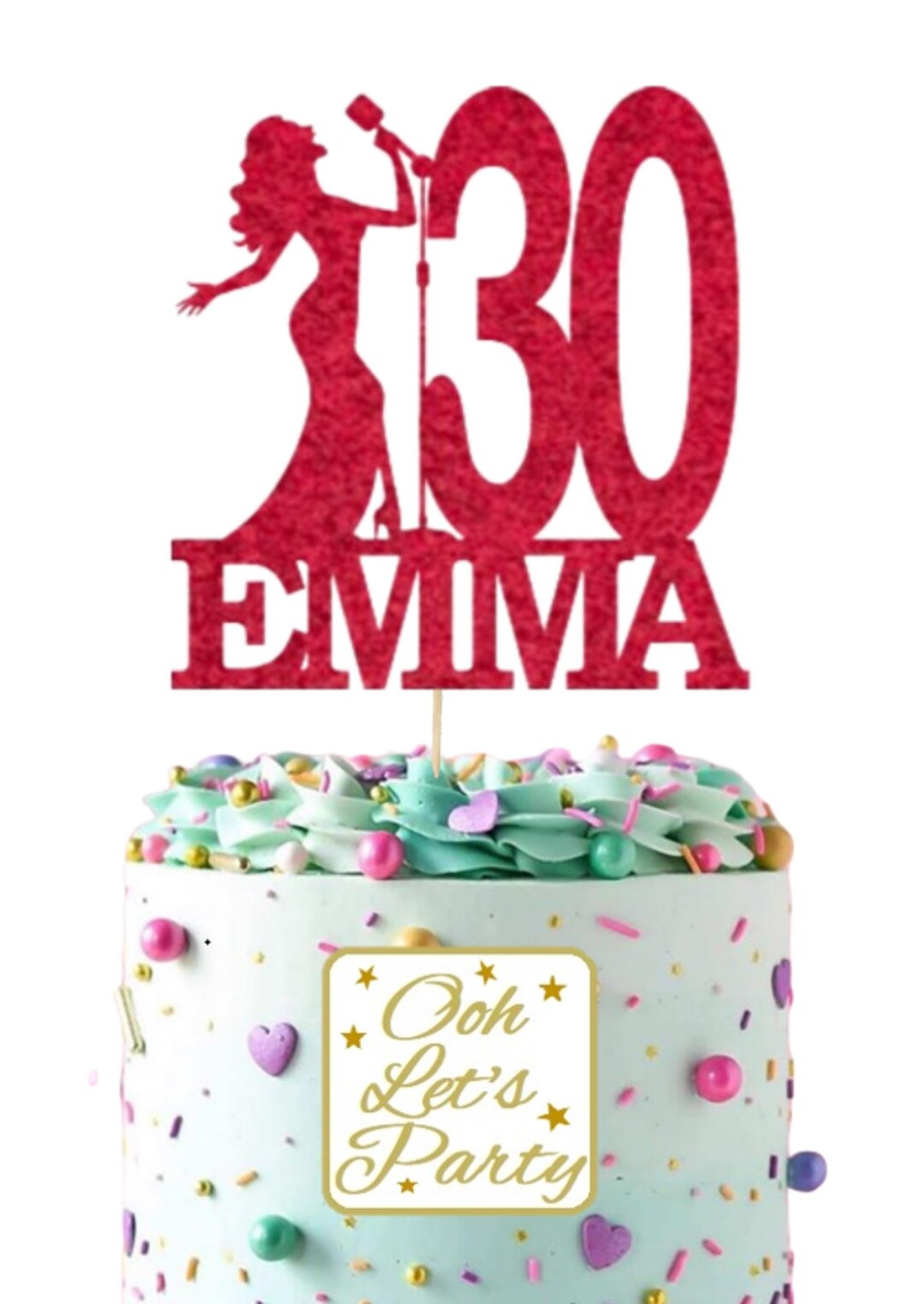 Singer Birthday Cake Topper, Choose Your Name, Age & Colour, Party ...