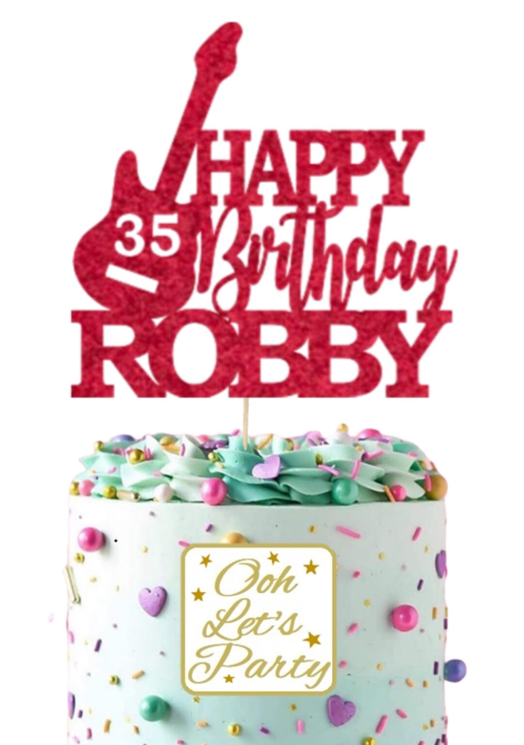 Extra Large Guitar Birthday Cake Topper, Choose Your Name, Age & Colour ...