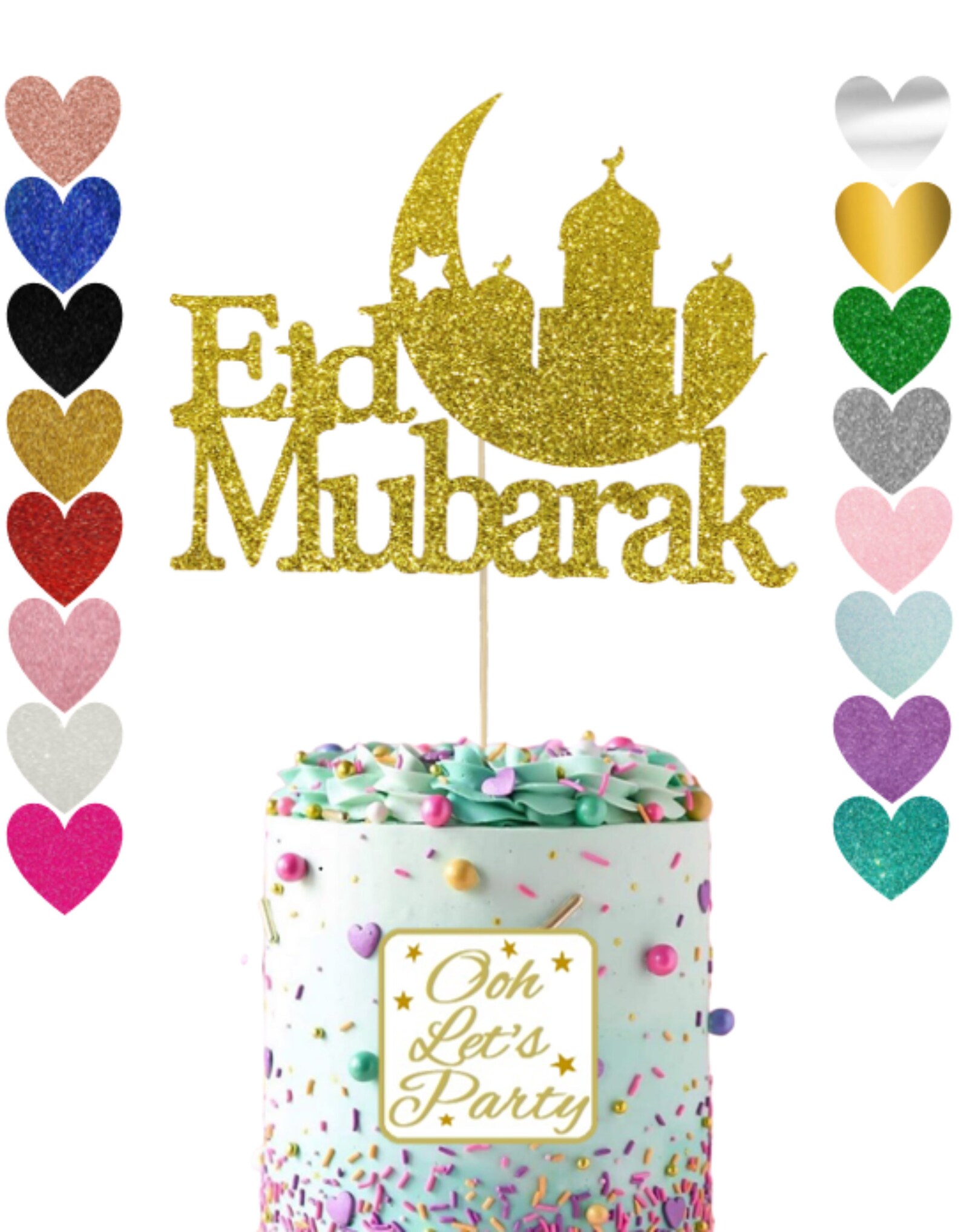 92. Eid Mubarak Cake Topper Choose Your Colour Cake - Etsy UK