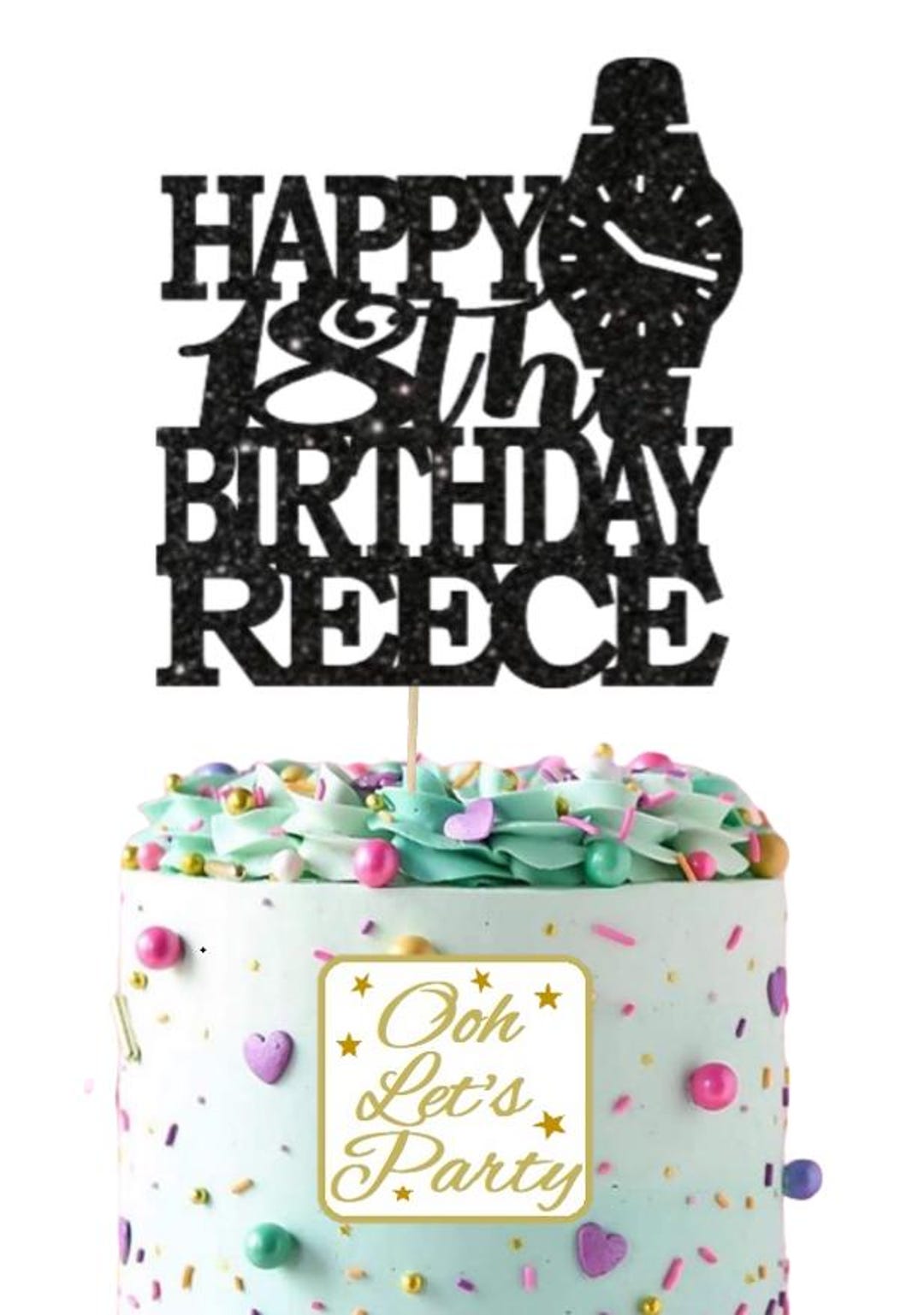 Watch Cake Topper, Choose Your Name, Age & Colour, Party, Celebration ...