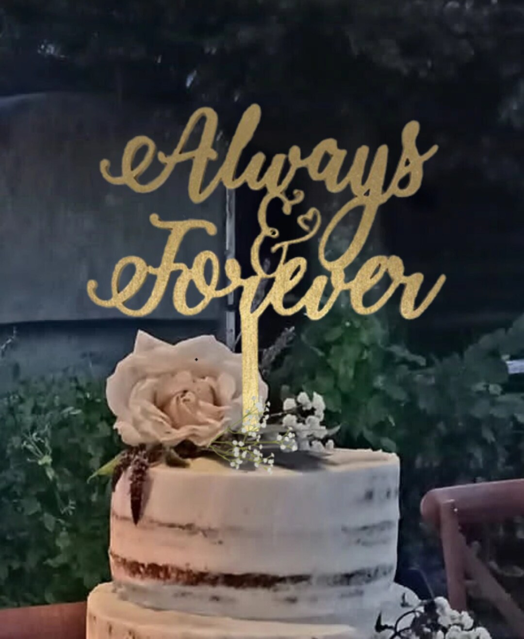 Wedding Cake Topper Made From Wood, Rustic Cake Topper, Gold Cake ...