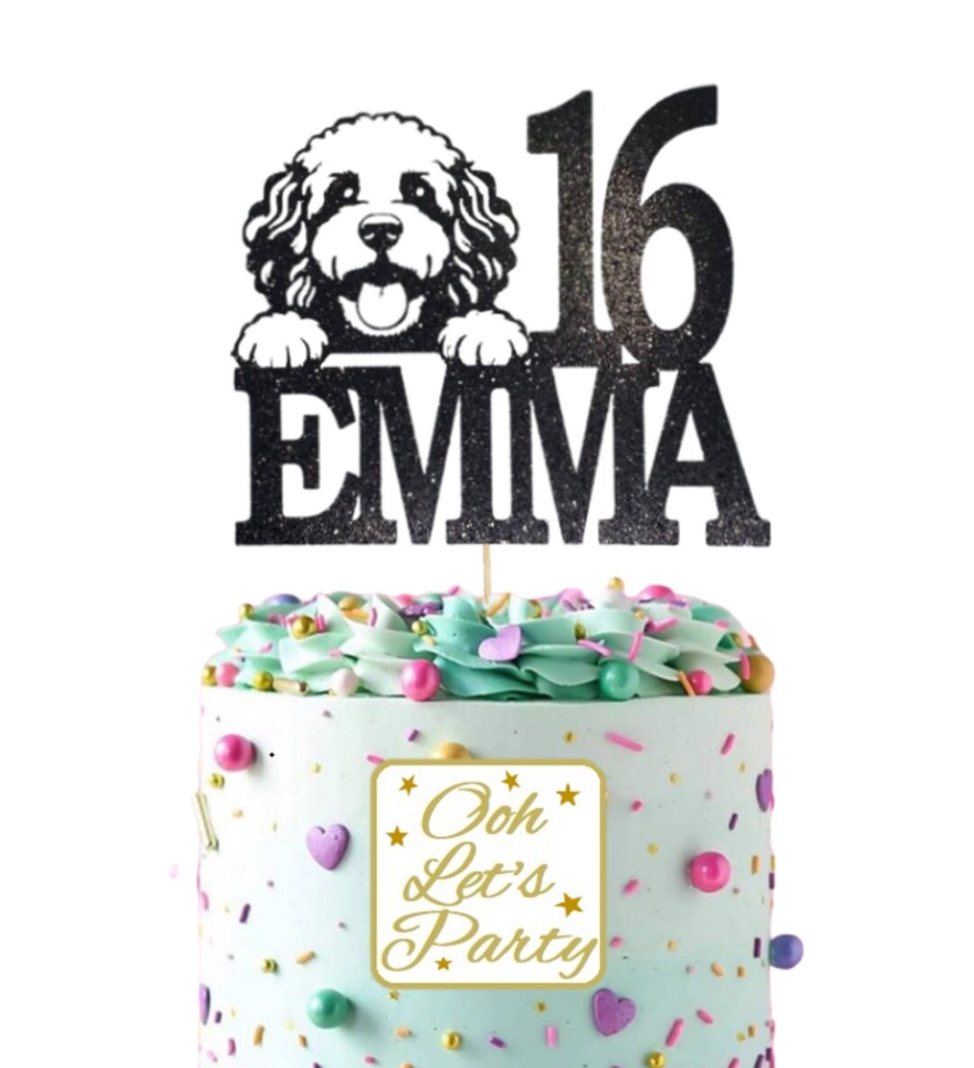 Cake Topper Cockapoo, Choose Your Name, Age & Colour, Party ...