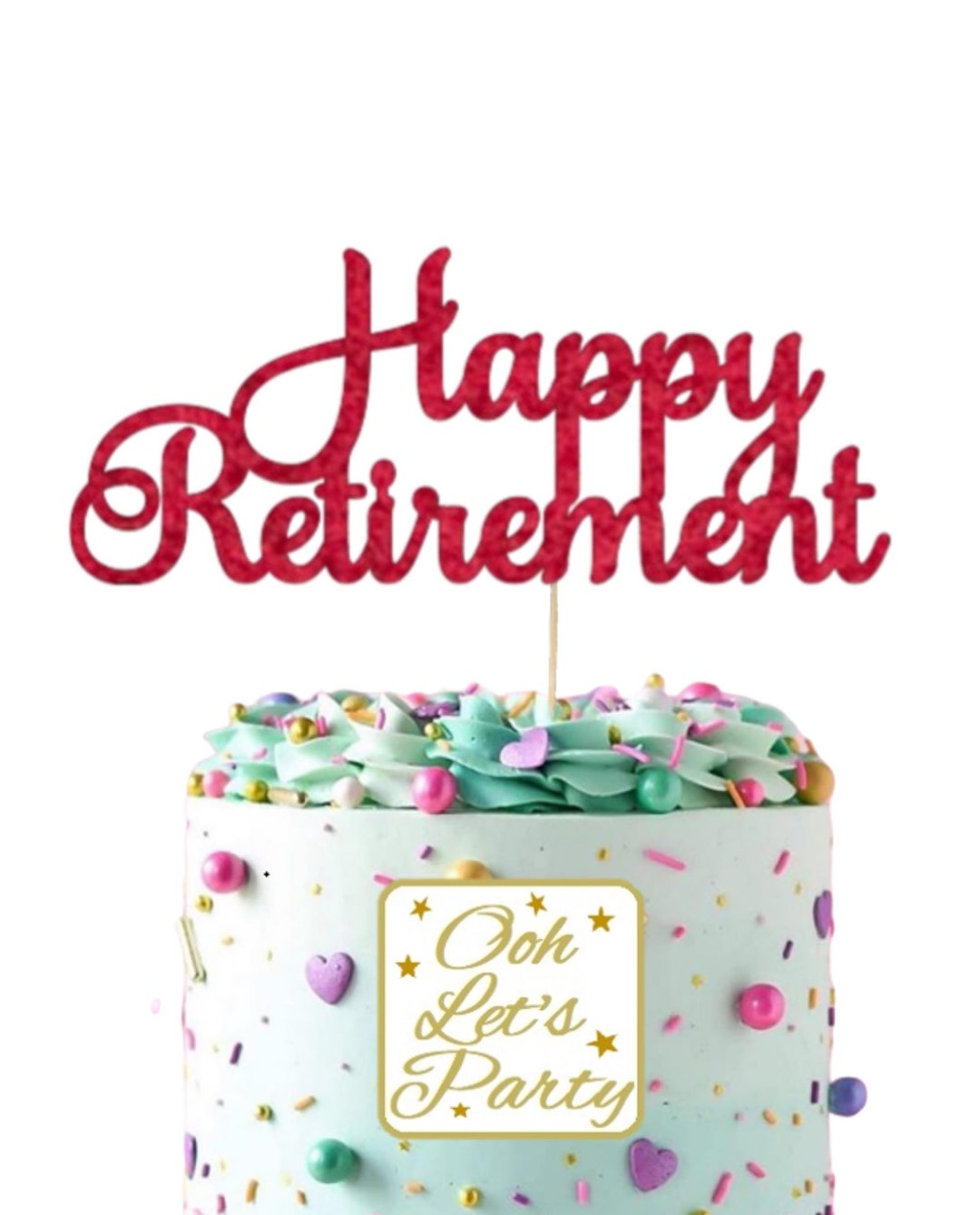 Happy Retirement Glitter Cake Topper, Choose Your Colour - Etsy