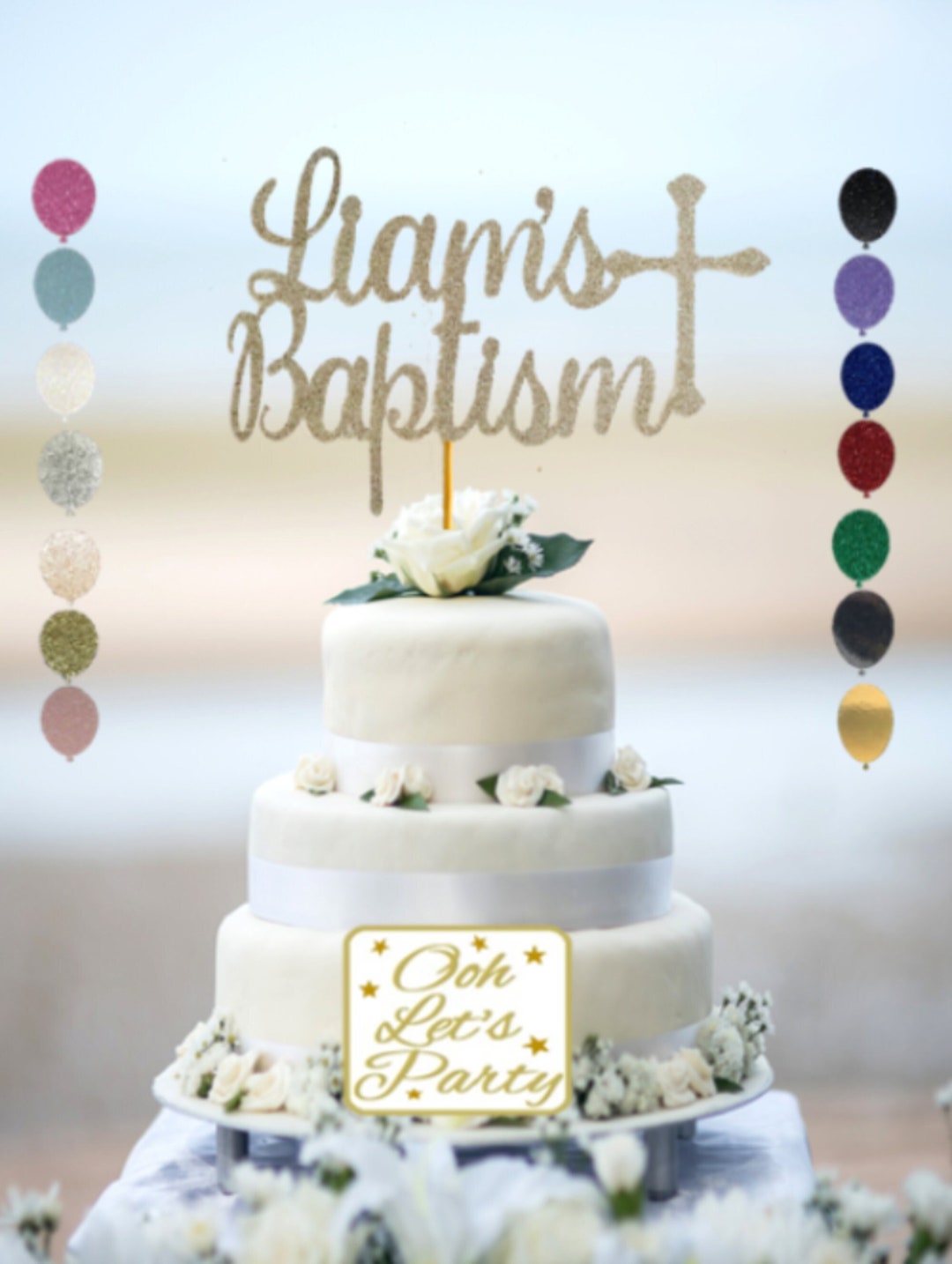 10. Personalised Baptism Cake Topper, Christening Cake Topper, Silver ...