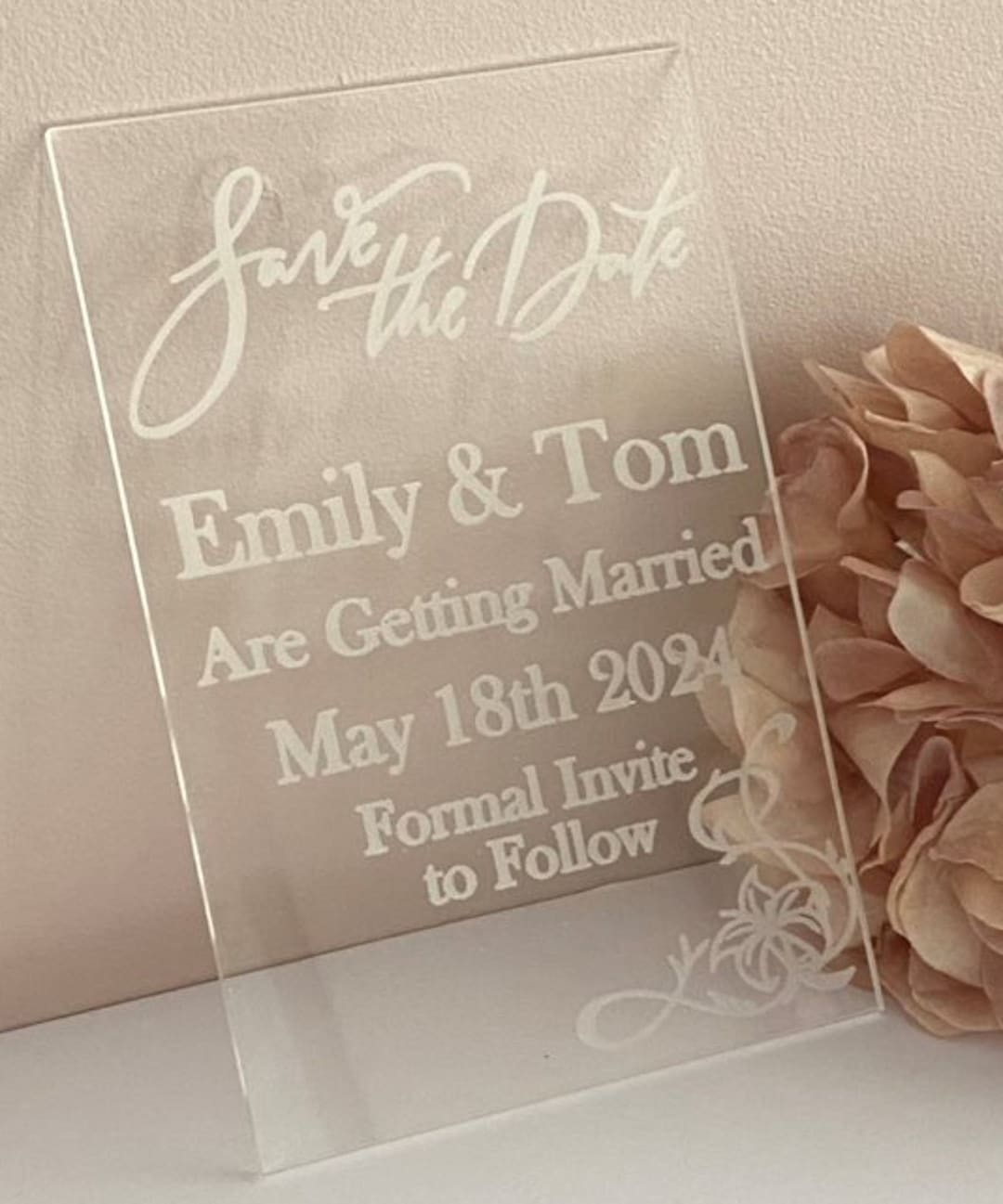 Engraved Acrylic Save the Date Invitation, Wedding Invite, Events ...