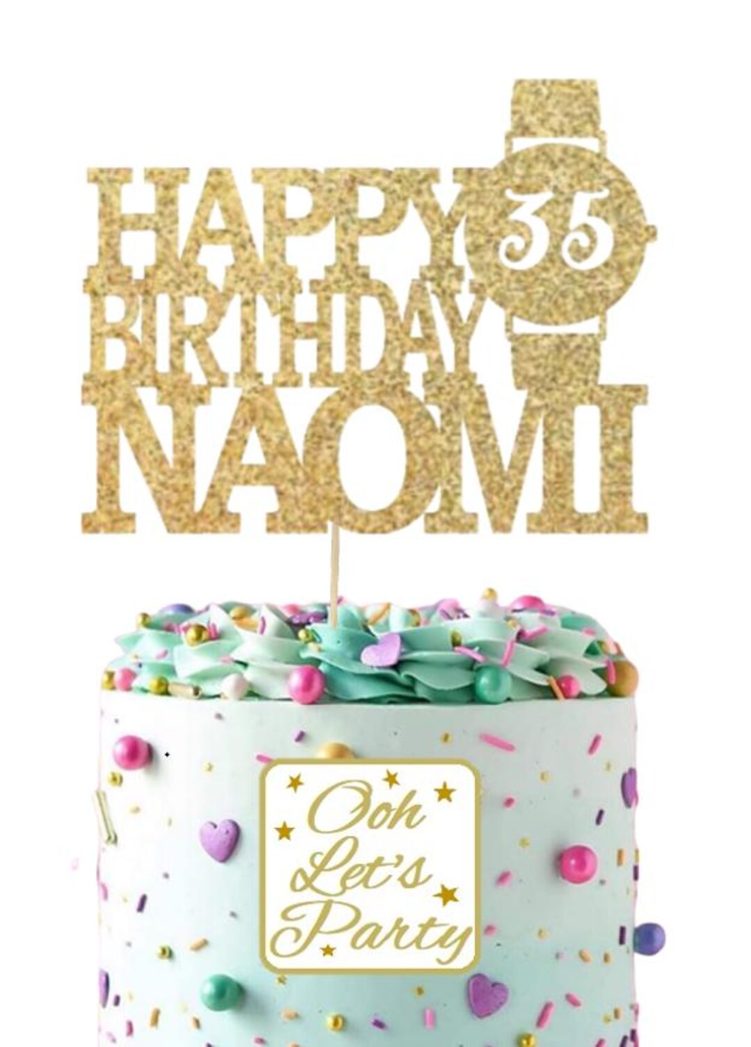 Watch Cake Topper, Choose Your Name, Age & Colour, Party, Celebration ...