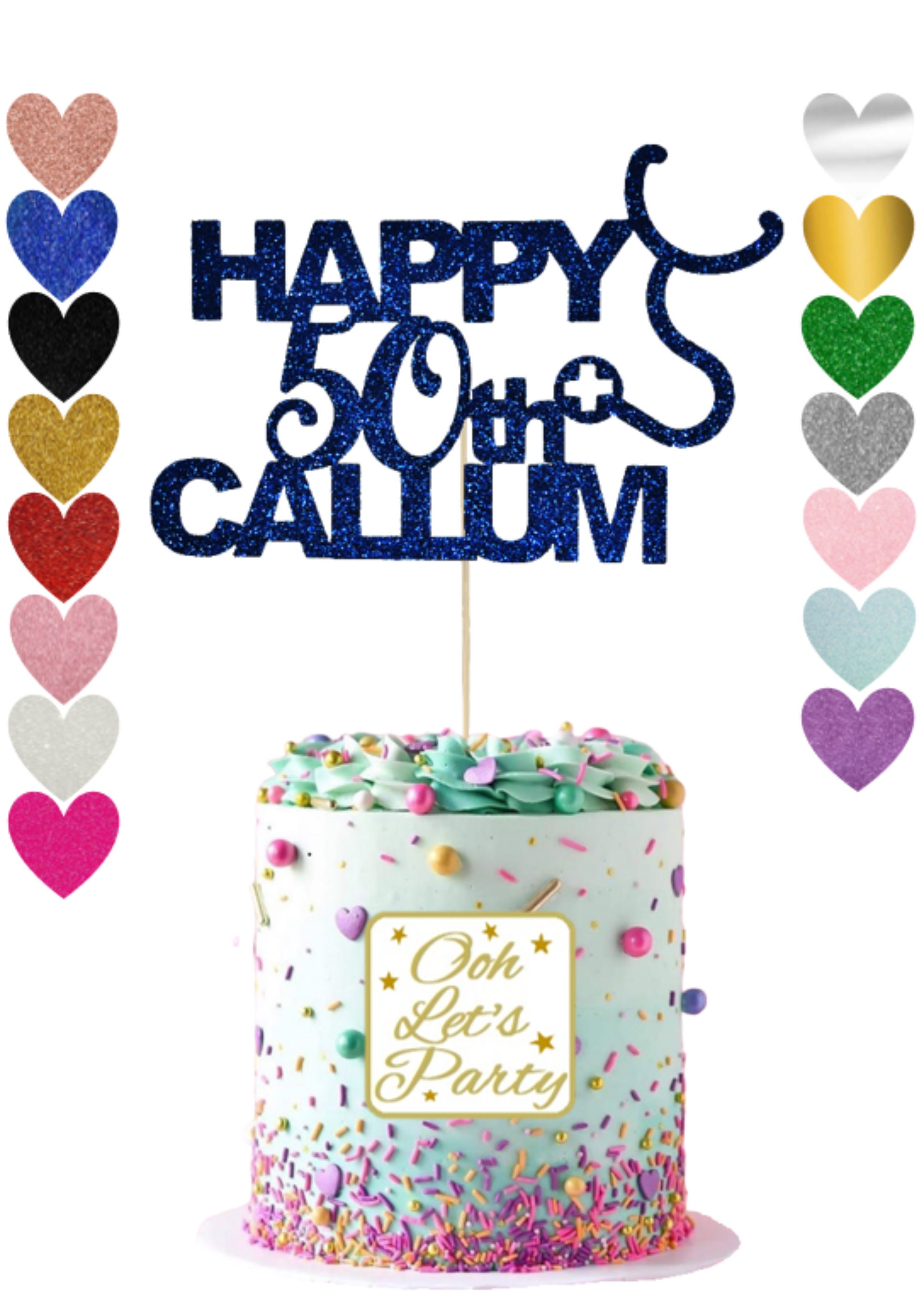 74. Birthday Glitter Cake Topper Choose Your Name & Age - Etsy