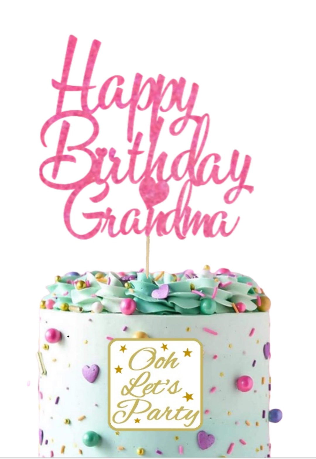 Grandma Birthday Glitter Cake Topper, Choose Your Colour - Etsy