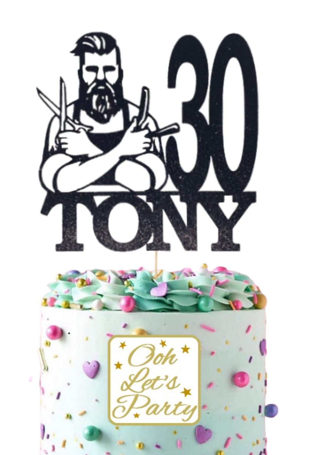 Barber Birthday Cake Topper, Choose Your Name, Age & Colour. - Etsy