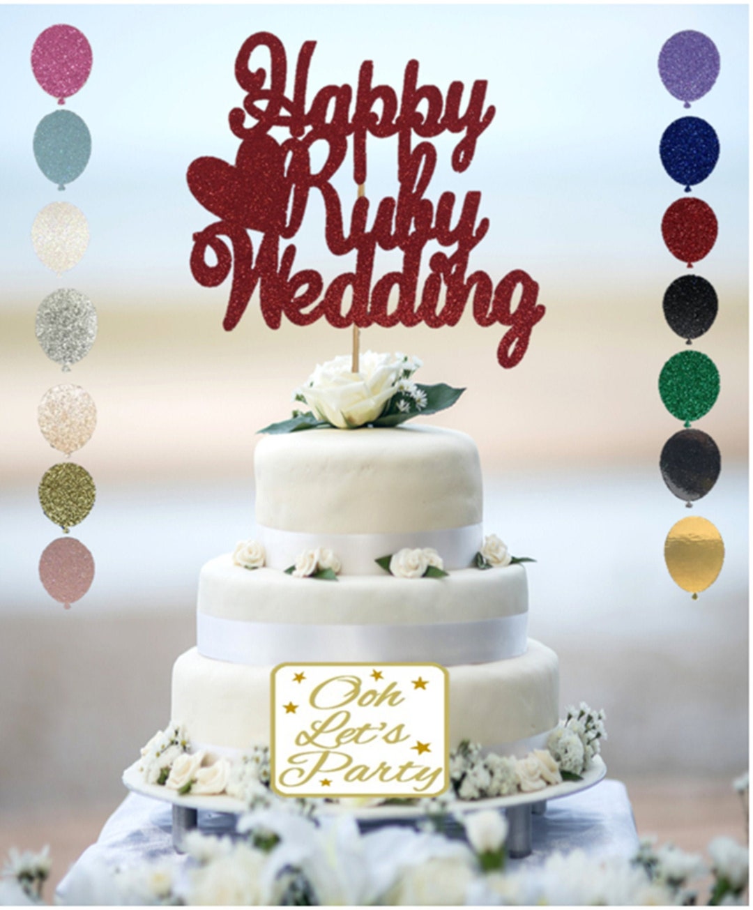 154. Ruby Wedding Cake Topper, 40 Years Cake Topper, Anniversary Cake ...