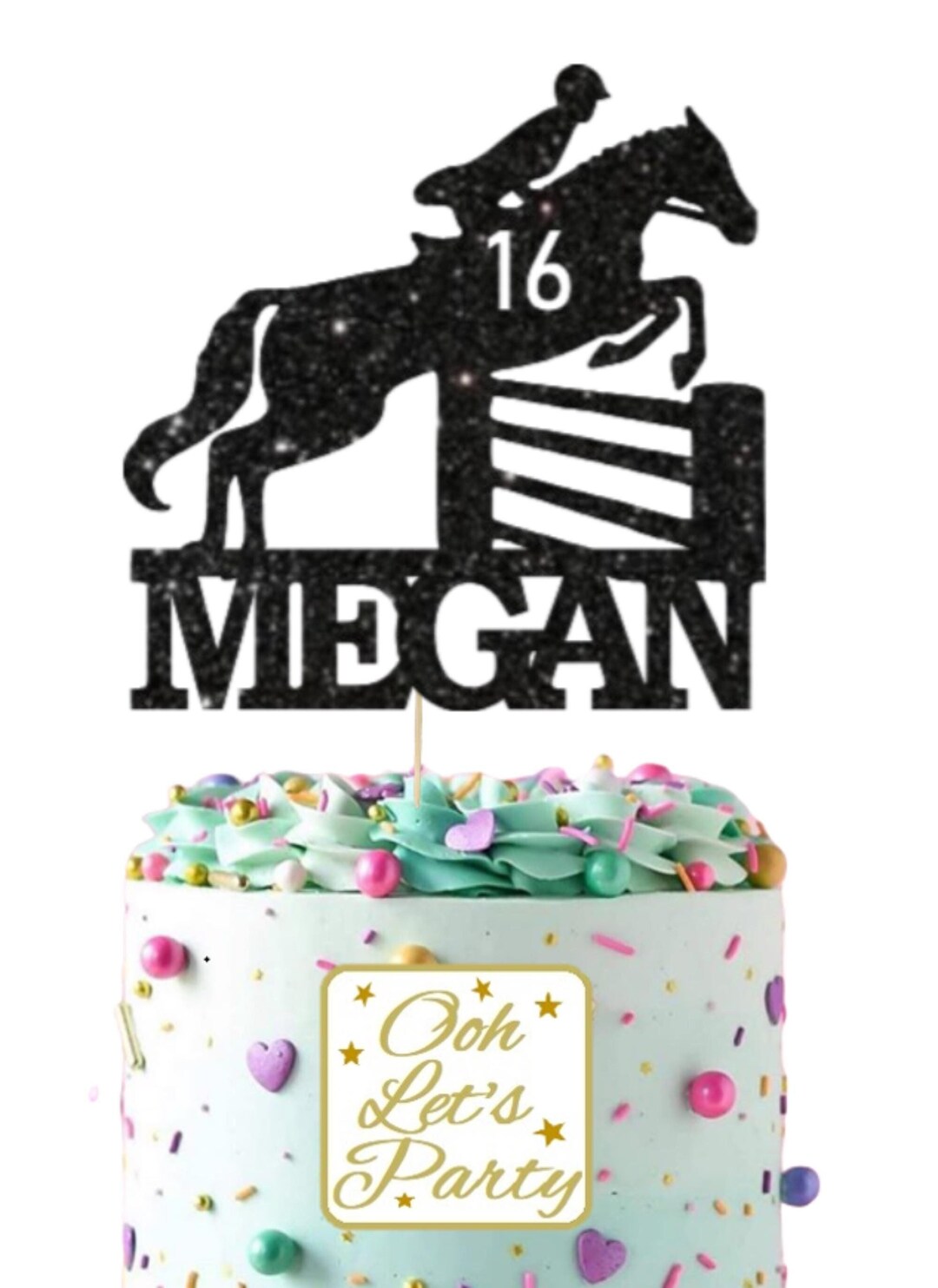 Extra Large Horse Jumper Cake Topper, Choose Your Name & Age, Cake ...