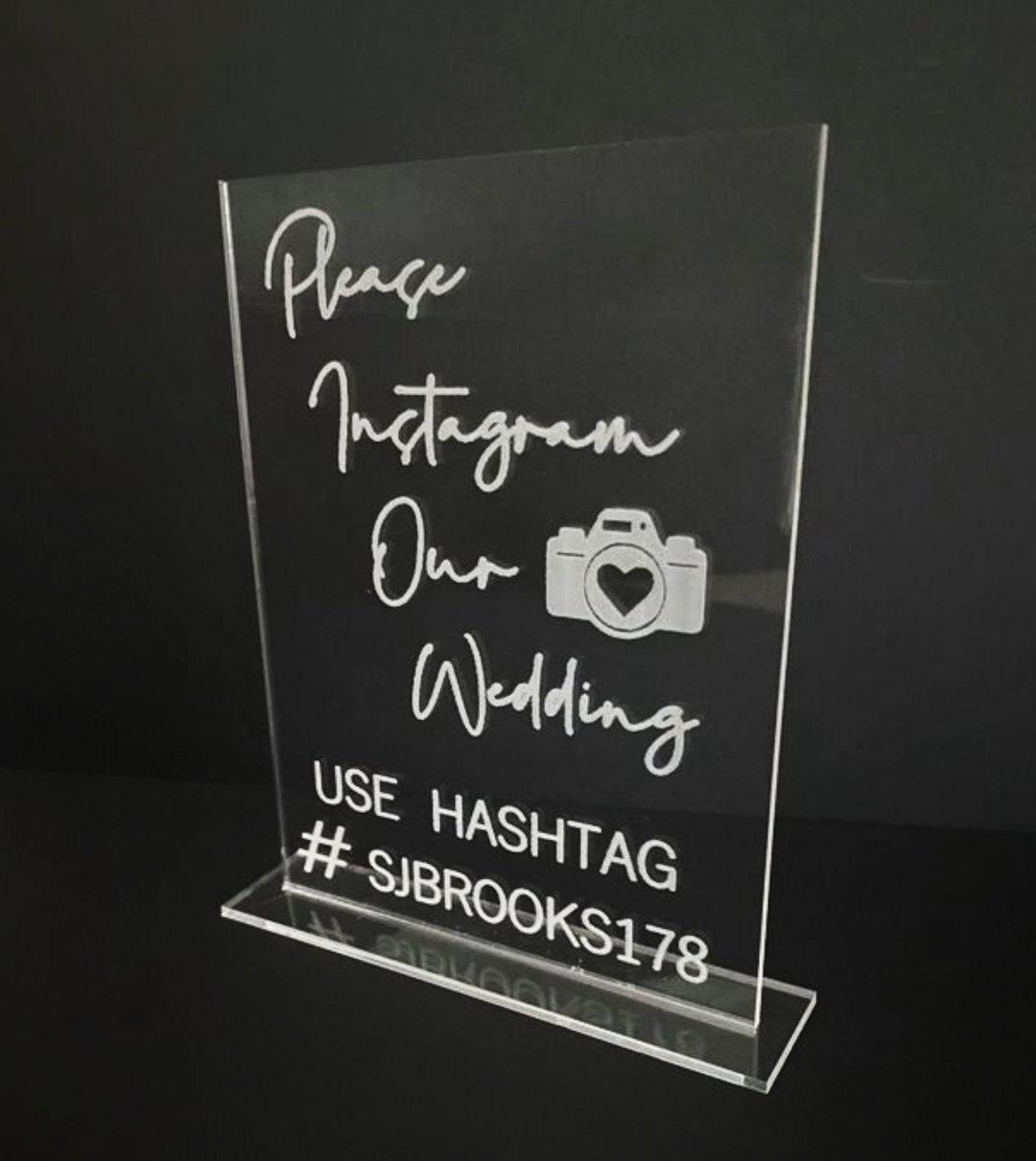 Engraved Acrylic Photo Instagram Guest Book Sign With Matching Stand ...