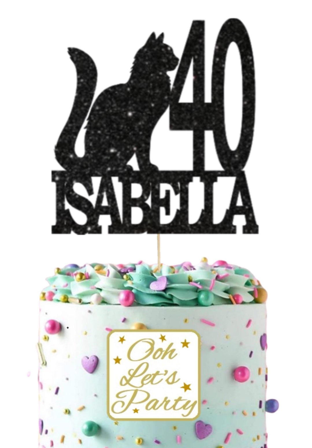 Extra Large Cat Birthday Cake Topper, Choose Your Name, Age & Colour ...
