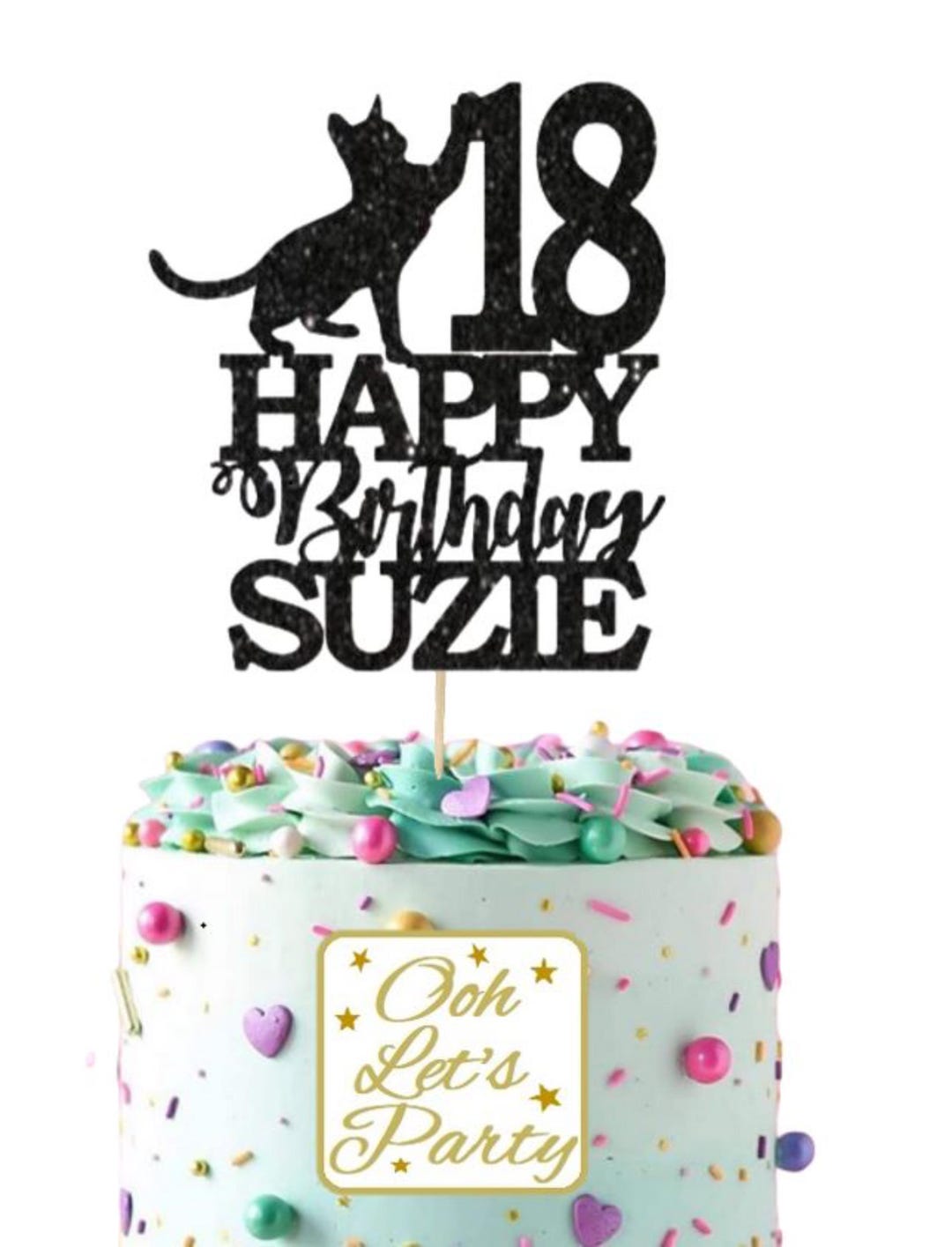 194. Extra Large Cat Cake Topper, Personalise With Your Name, Colour ...