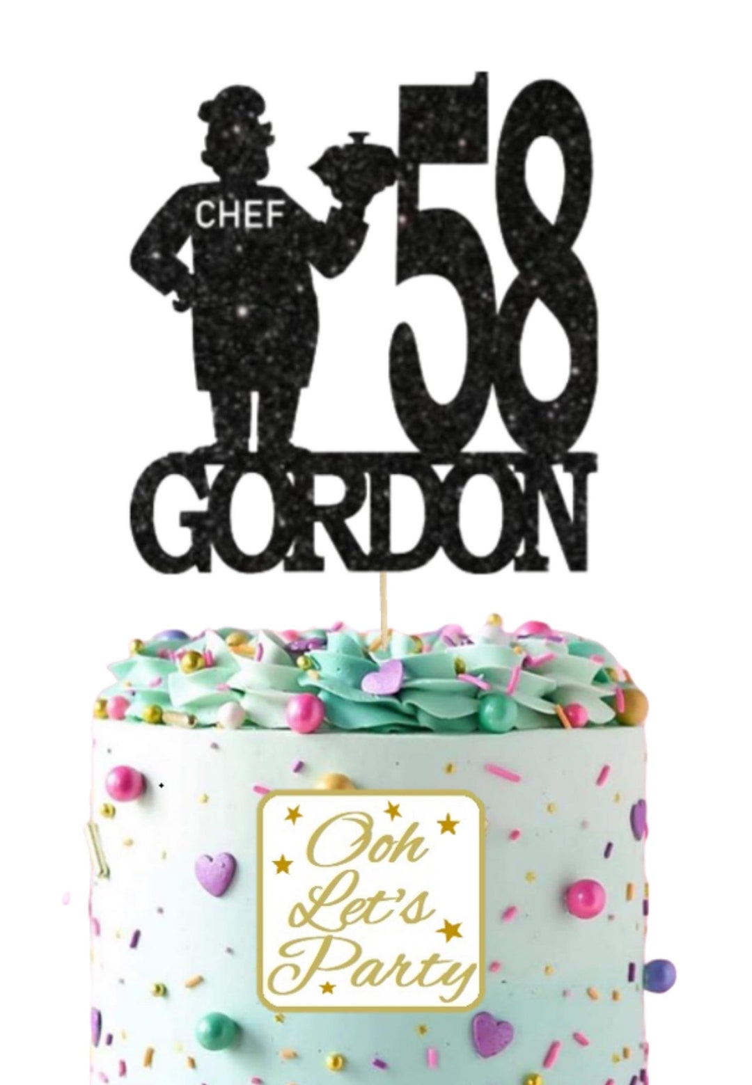 Extra Large Chef Birthday Cake Topper, Choose Your Name, Age & Colour ...