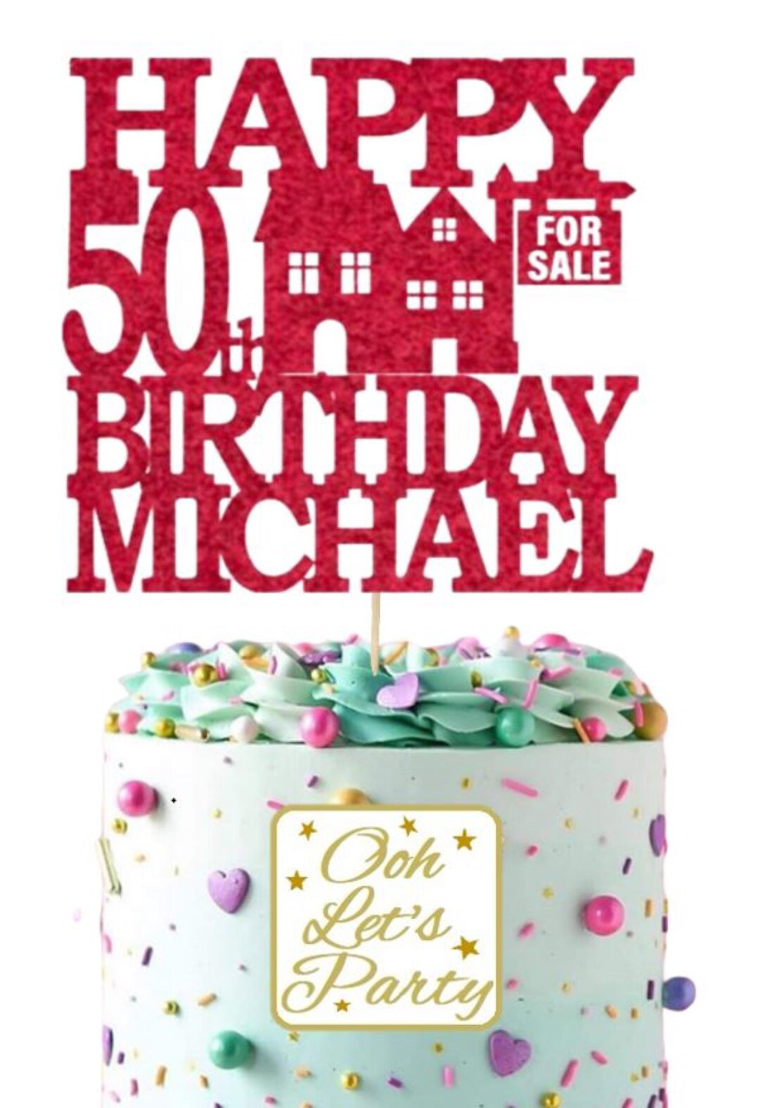 Extra Large Estate Agent Birthday Cake Topper, Choose Your Name, Age ...