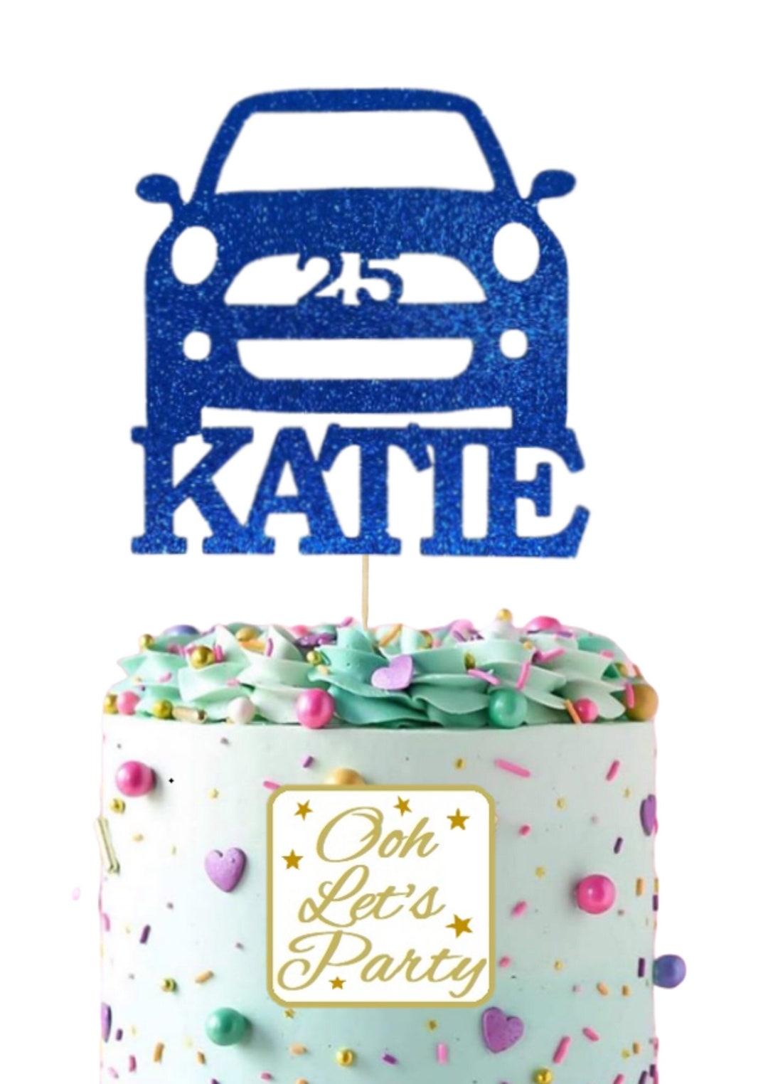 Mini Car Cake Topper, Choose Your Name, Age & Colour, Party ...