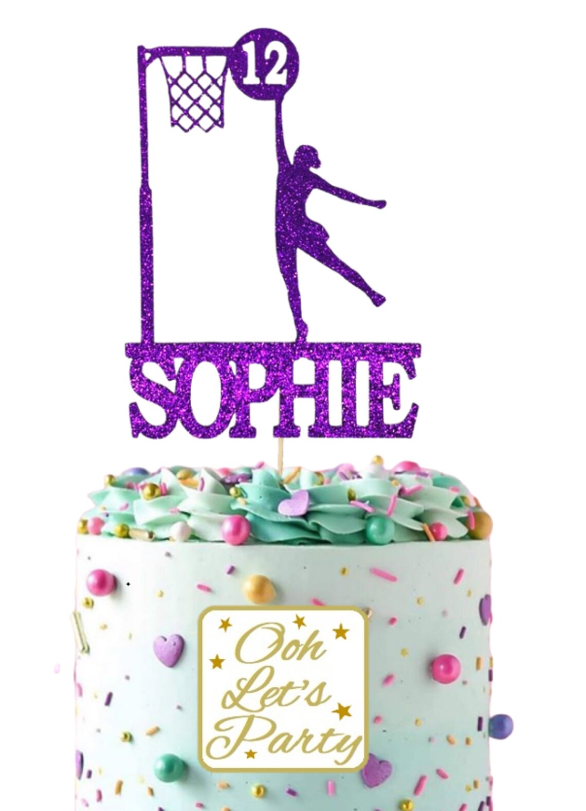 Extra Large Netball Birthday Cake Topper, Choose Your Name, Age ...
