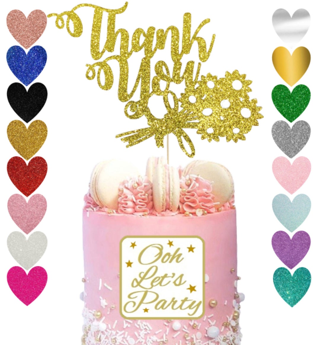 104. Thank You Cake Topper, Birthday, Premium, Glitter - Etsy