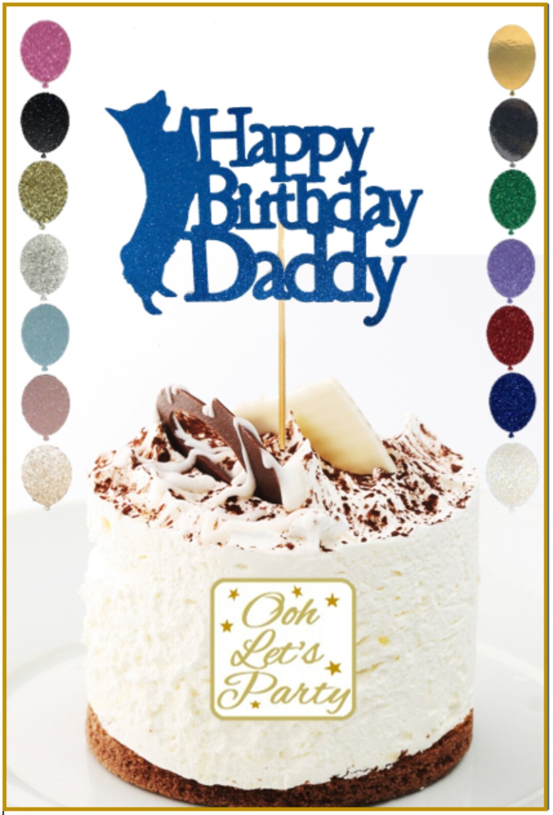 Happy Birthday Daddy Glitter Cake Topper With Dog - Etsy
