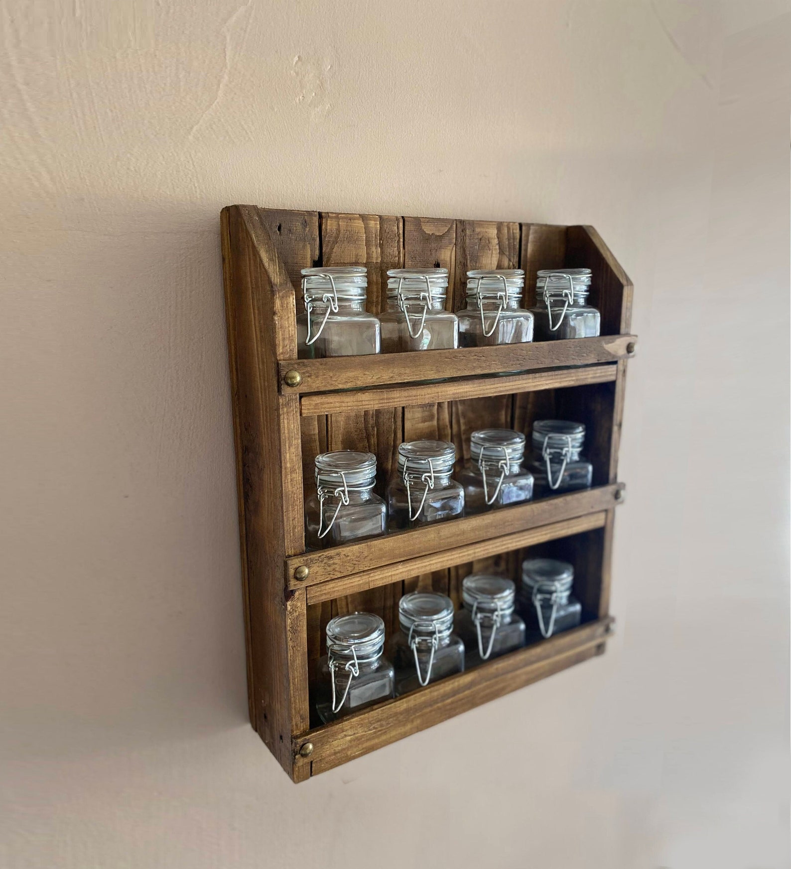 Rustic Wooden Spice Rack Handmade From Reclaimed Wood With - Etsy UK