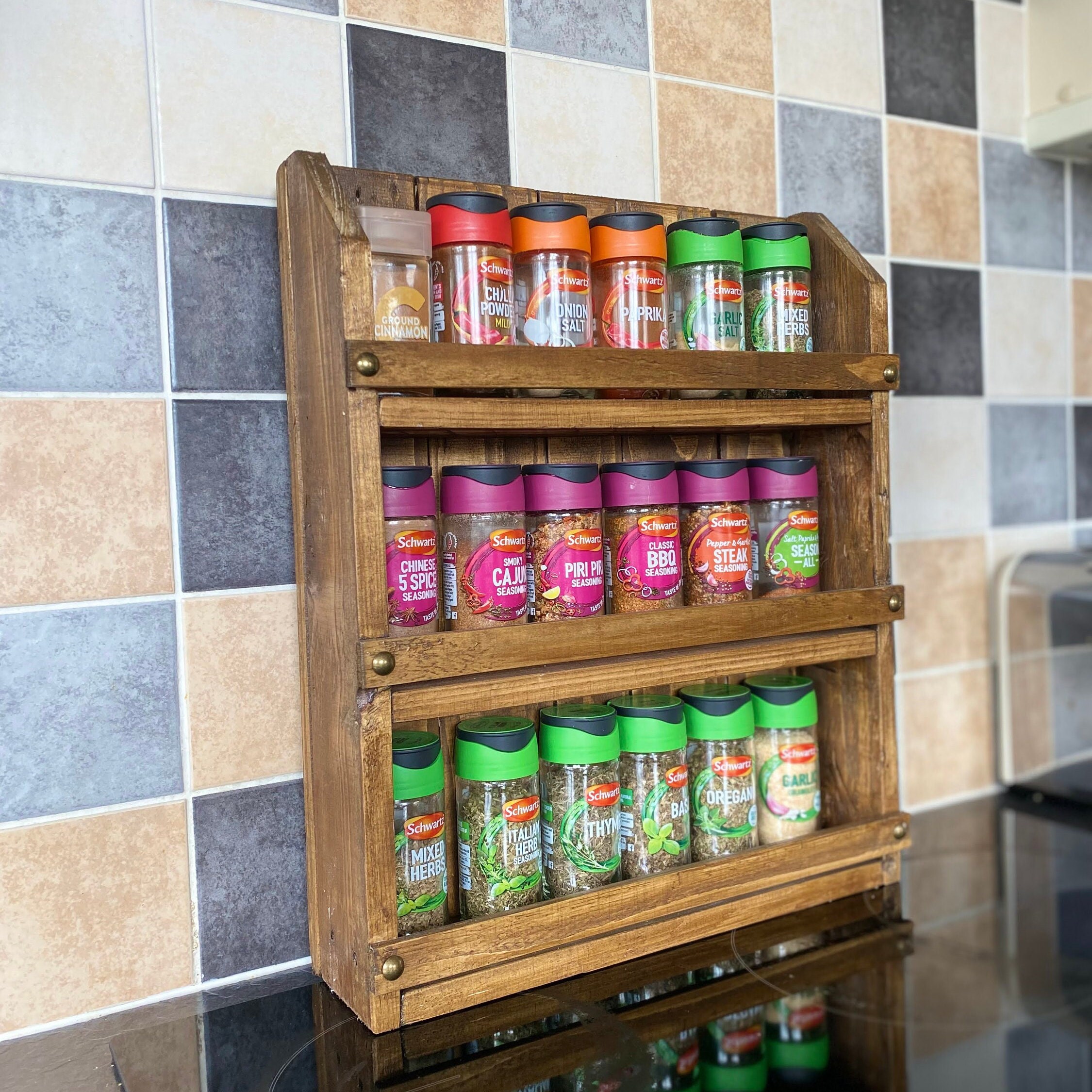 Rustic Wooden Spice Rack Handmade From Reclaimed Wood With - Etsy UK