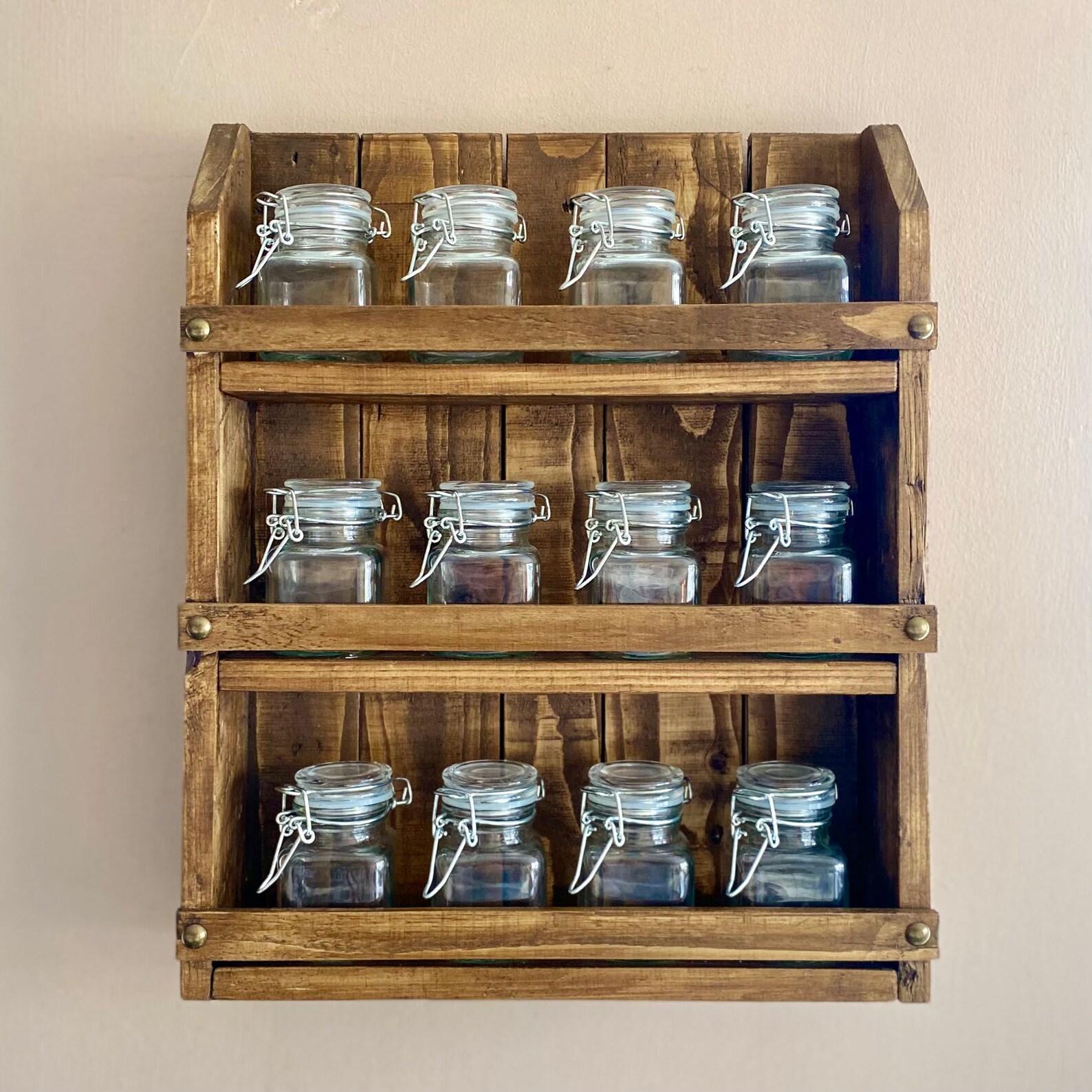 Rustic Wooden Spice Rack Handmade From Reclaimed Wood With - Etsy UK