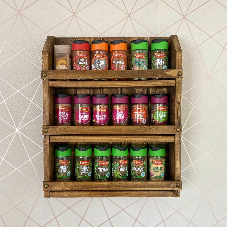 Rustic Wooden Spice Rack Handmade From Reclaimed Wood With | Etsy UK