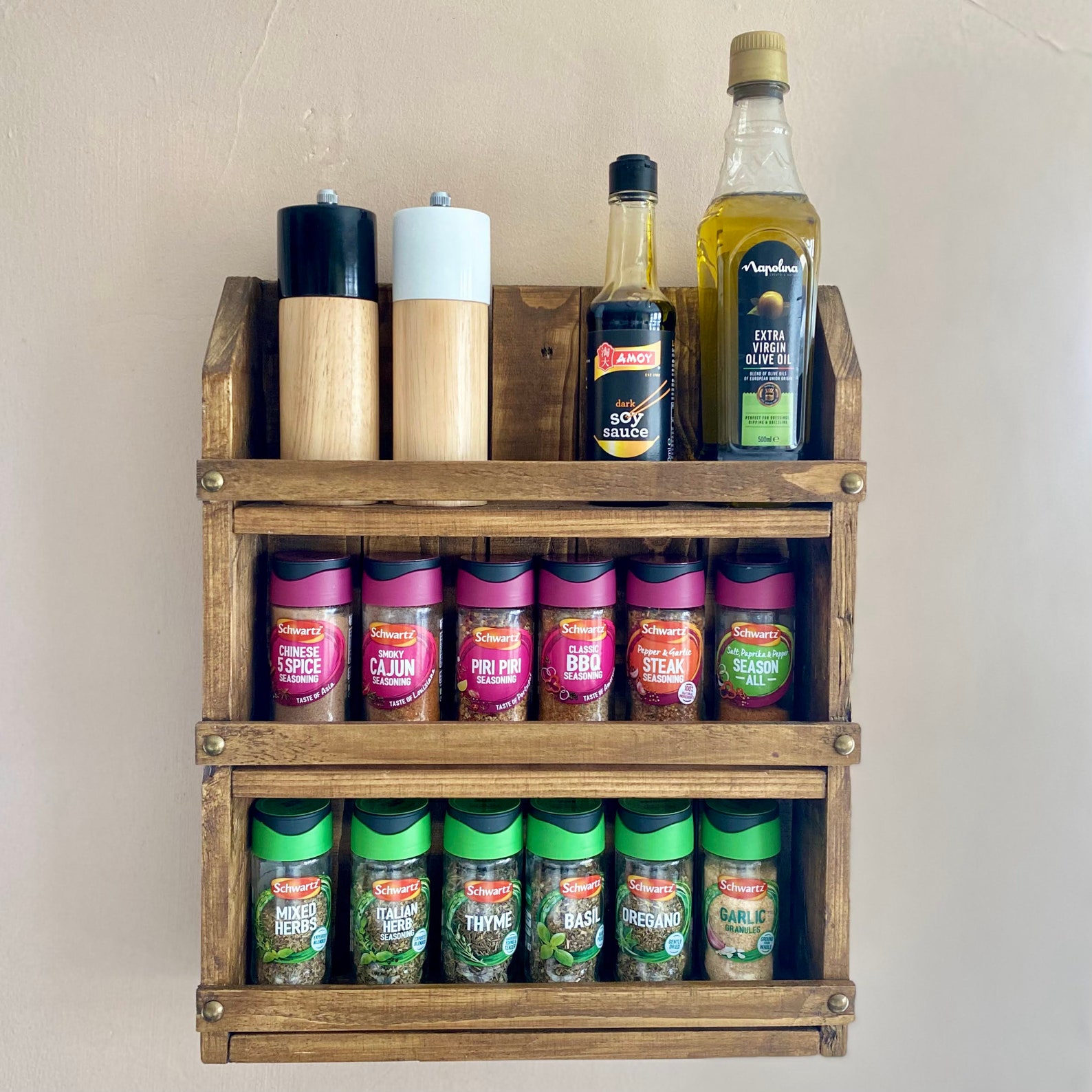 Rustic Wooden Spice Rack Handmade From Reclaimed Wood With - Etsy UK