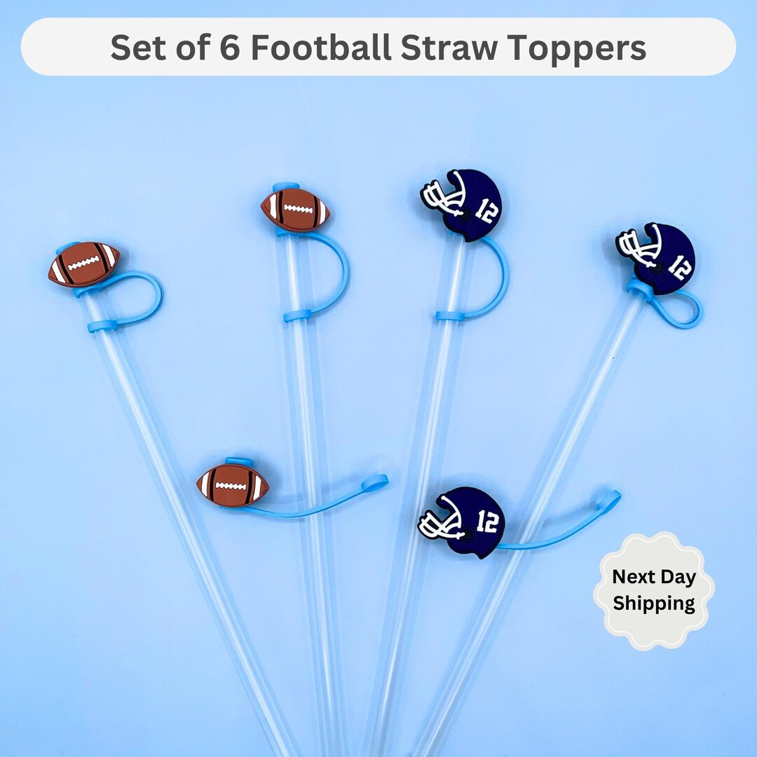 Game Day Football Straw Topper Tailgate Party Supply Fan Gift Drink ...