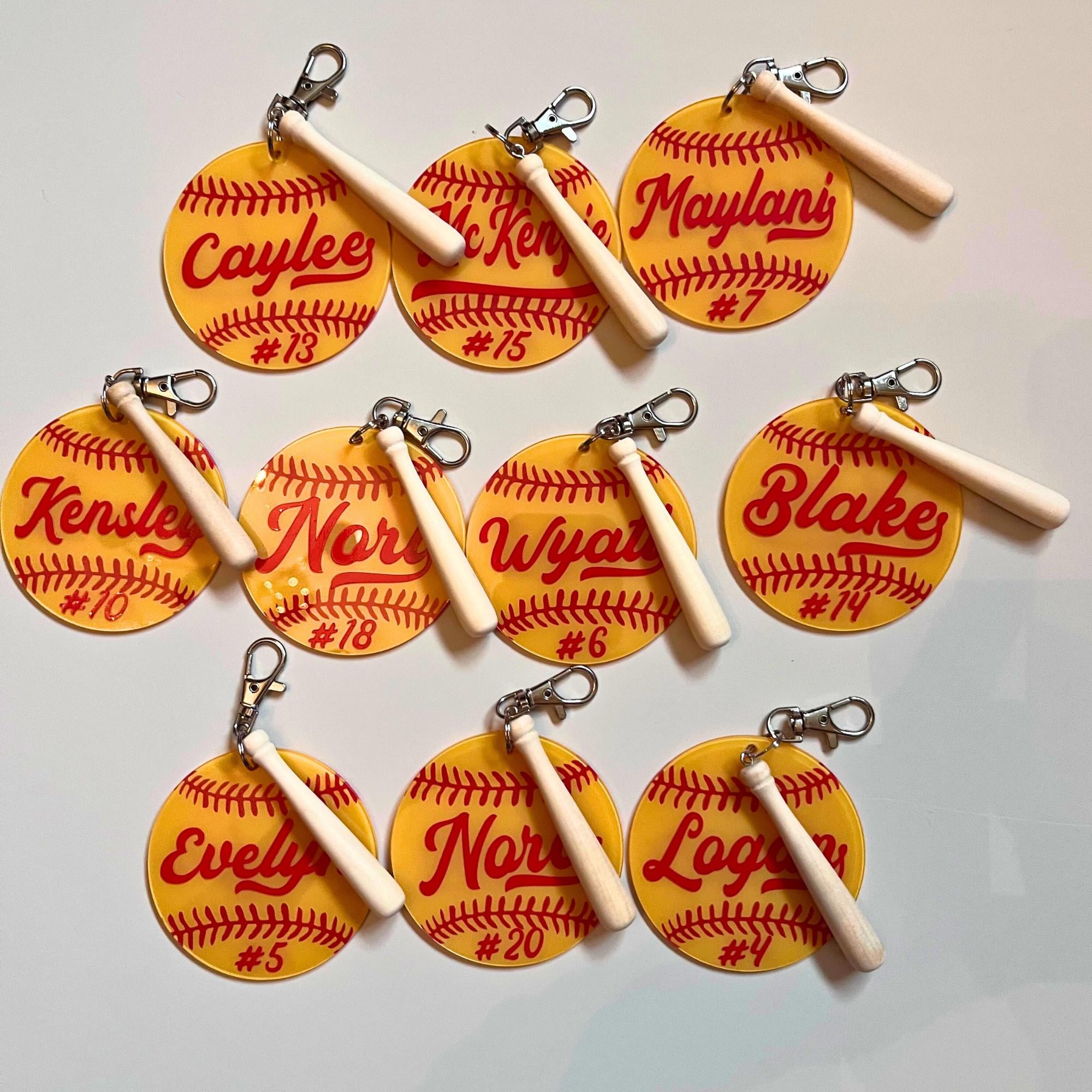 Personalized Softball Name Tag Custom Softball Keychain Teen Girl ...