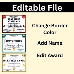 Cheer Team Printable Certificate Cheer Squad Digital Download Award ...