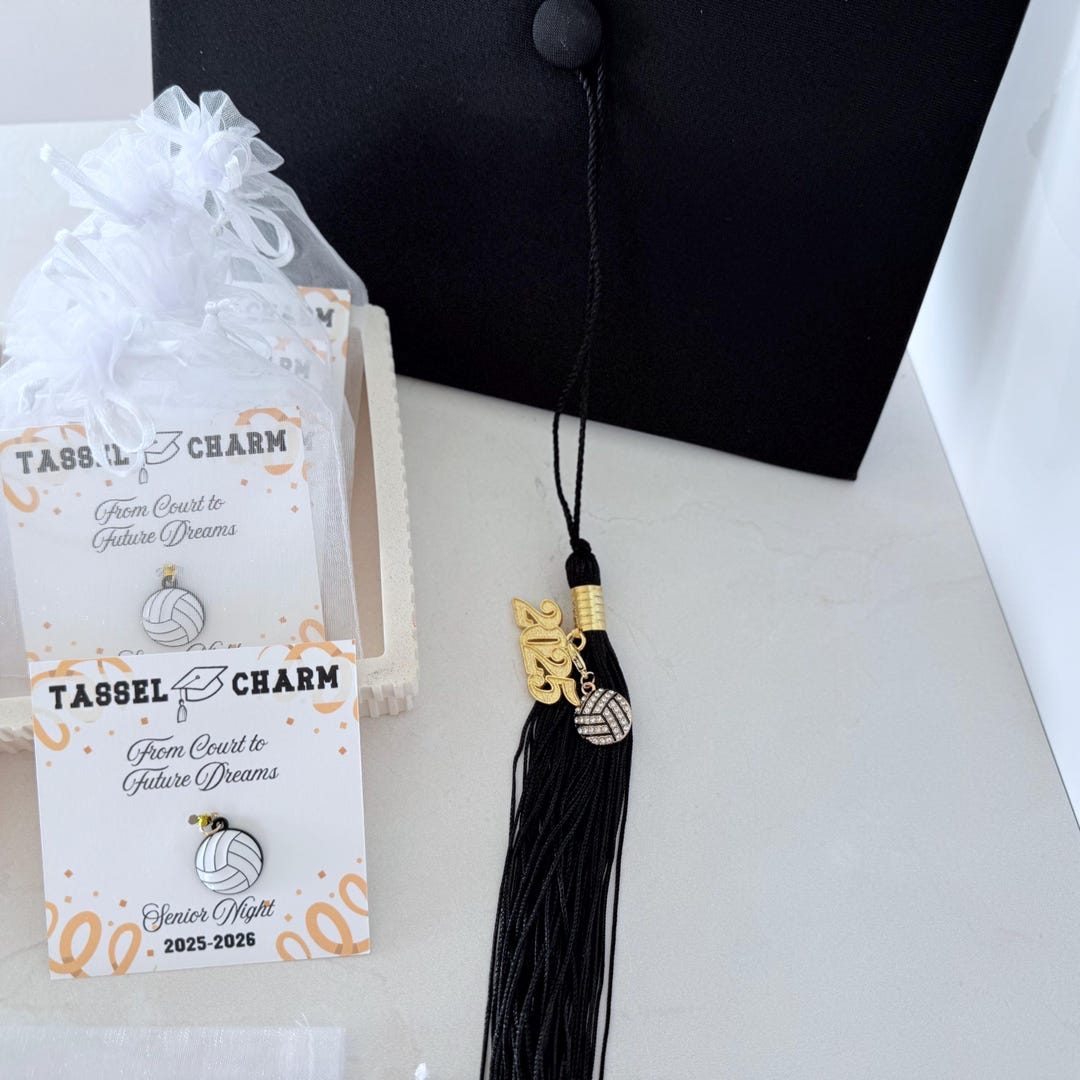 Volleyball Tassel Charm Motivational Gift Athlete Graduation Keepsake ...