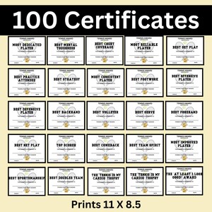 Tennis Team Certificate Tennis Digital Download Award Tennis Ceremony ...