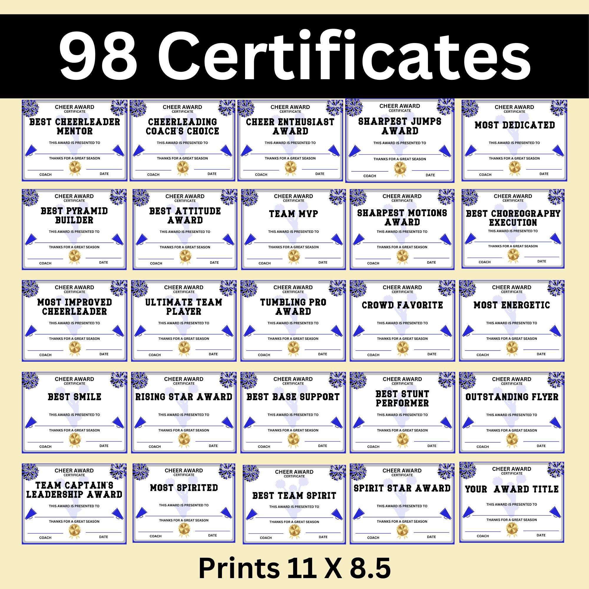 Cheer Team Printable Certificate Cheer Squad Digital Download Award ...
