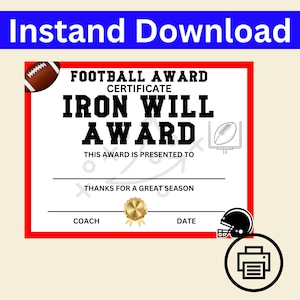 Funny Football Team Award Ceremony Certificate Digital Download ...