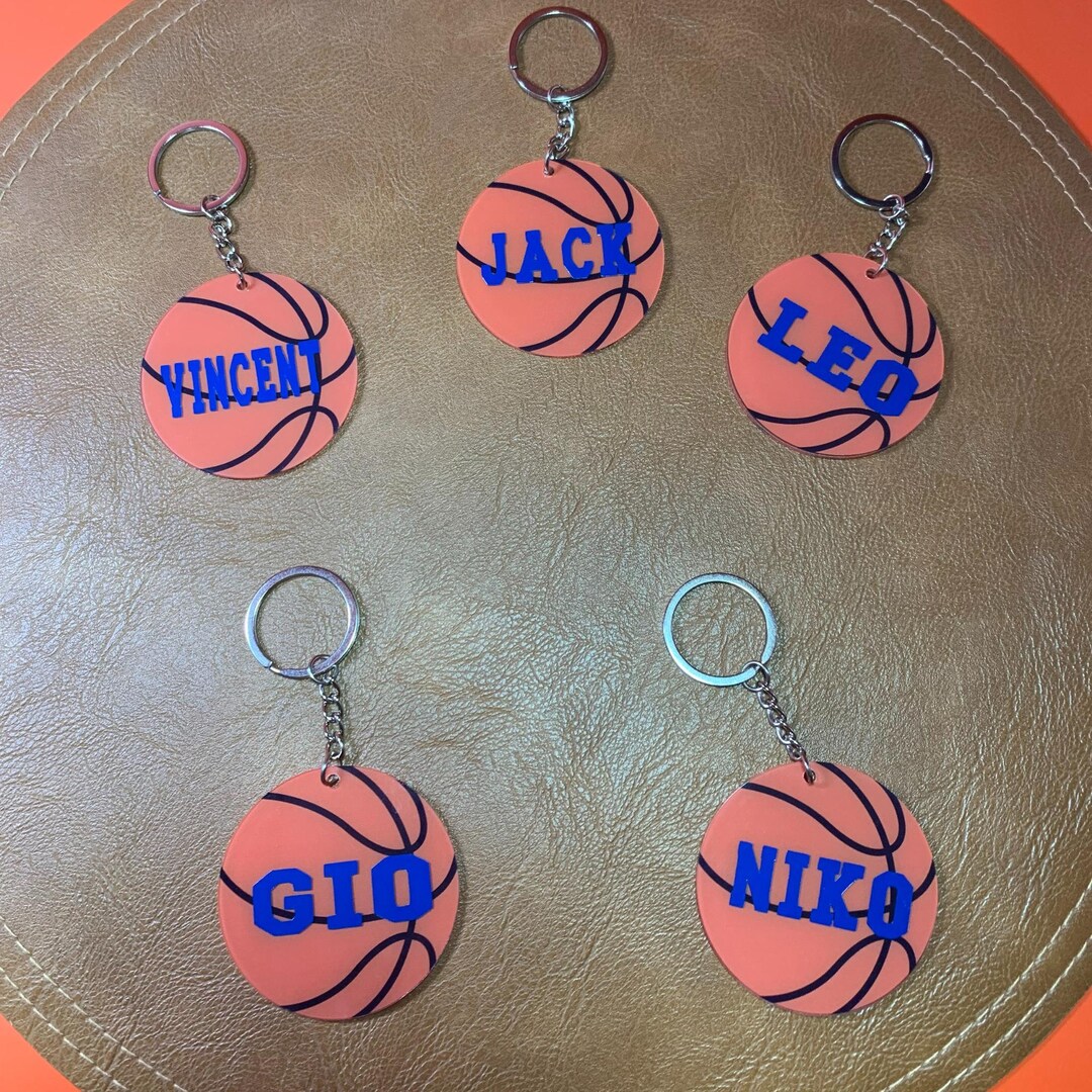 Personalized Basketball Name Tag Custom Basketball Keychain Basketball ...