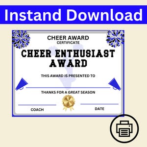 Cheer Team Printable Certificate Cheer Squad Digital Download Award ...
