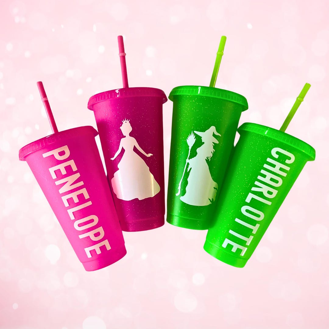 Personalized Pink Princess Name Cup Custom Green Witch Tumbler Movie ...