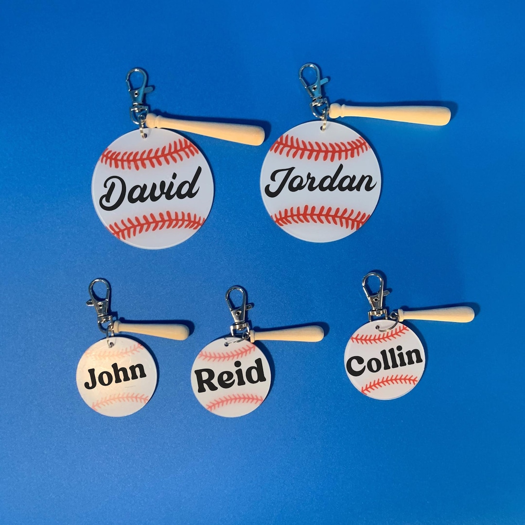 Personalized Baseball Name Tag Custom Baseball Keychain Baseball Team ...