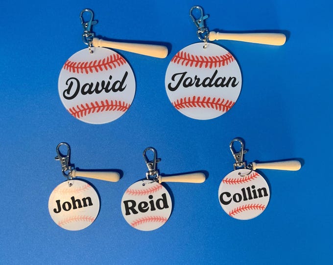 Baseball Bag Name Tag, Personalized Baseball Keychain, Custom Baseball ...